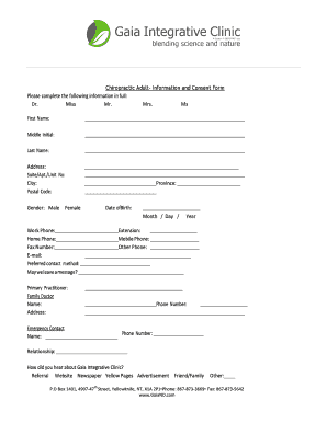 Fillable Online Chiropractic Adult- Information and Consent Form Fax ...