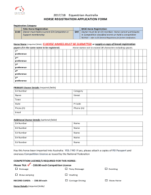 Fillable Online FULL Horse Registration Fax Email Print - pdfFiller