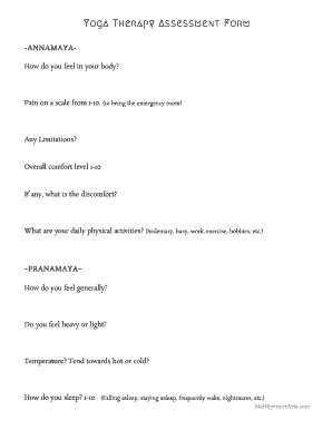 Fillable Online Yoga Therapy Assessment Form Fax Email Print - pdfFiller