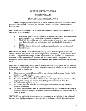 Fillable Online STABLE RULES AND REGULATIONS Fax Email Print - pdfFiller