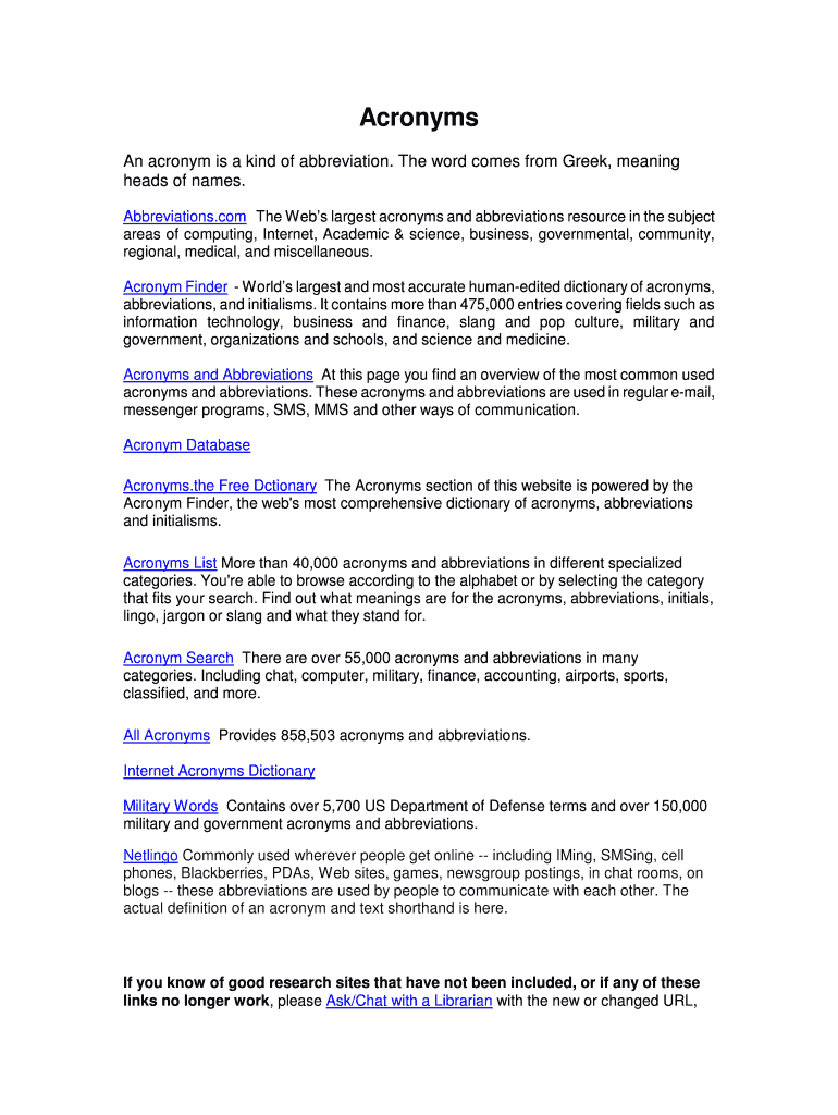 Fillable Online An acronym is a kind of abbreviation Fax Email Print ...