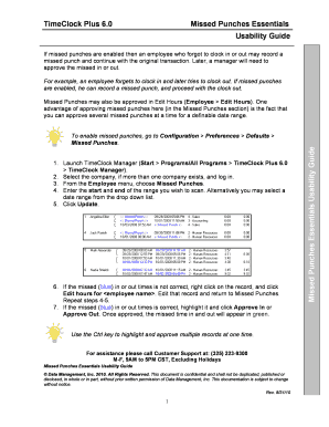Fillable Online Missed Punches Essentials Fax Email Print - pdfFiller