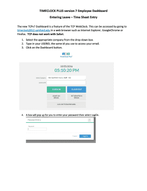 Fillable Online TIMECLOCK PLUS version 7 Employee Dashboard Fax Email ...