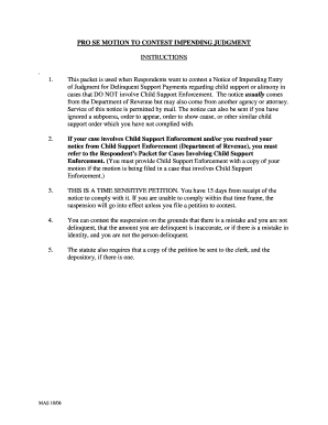 Fillable Online PRO SE MOTION TO CONTEST IMPENDING JUDGMENT Fax Email ...