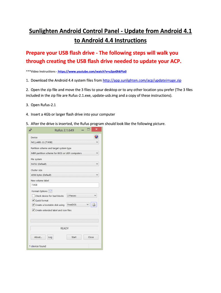 Fillable Online Sunlighten Android Control Panel - Update from Android 4 Fax Email Print - pdfFiller