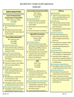 Fillable Online Ryan White Part B Provider List with Funded Services ...