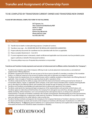 Fillable Online Transfer and Assignment of Ownership Form Fax Email ...