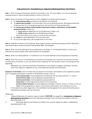 Fillable Online Instructions for Completing an Assumed Business Name ...