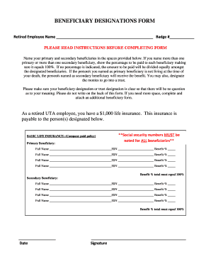 Fillable Online BENEFICIARY DESIGNATIONS FORM Fax Email Print - pdfFiller