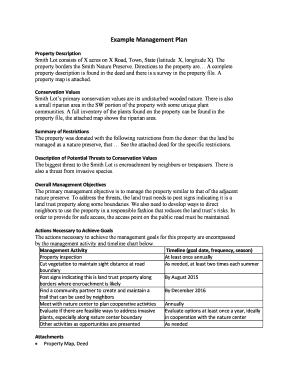 Fillable Online Example Management Plan Fax Email Print - pdfFiller