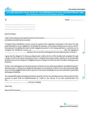 Fillable Online (xx) DECLARATION TO BE GIVEN BY THE PROPRIETOR OF SOLE ...
