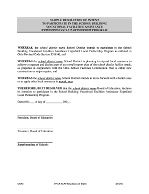 Fillable Online SAMPLE RESOLUTION OF INTENT Fax Email Print - pdfFiller