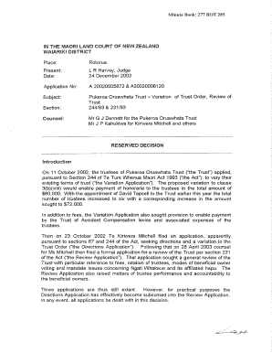 Fillable Online IN THE MAORI LAND COURT OF NEW ZEALAND Fax Email Print ...