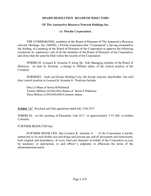 Fillable Online BOARD RESOLUTION BOARD OF DIRECTORS Fax Email Print ...