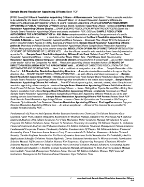 Fillable Online Sample Board Resolution Appointing Officers Book PDF ...