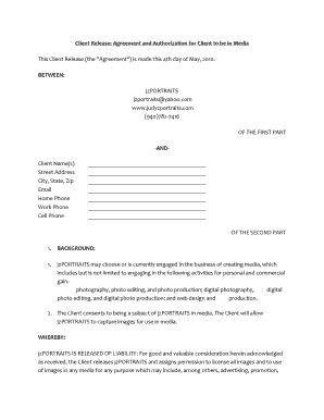 Fillable Online Client Release: Agreement and Authorization for Client ...