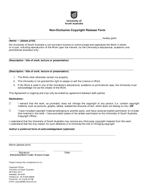Fillable Online Non-Exclusive Copyright Release Form Fax Email Print ...