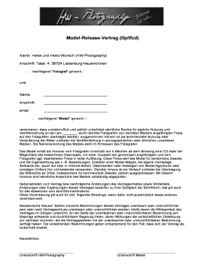 Fillable Online Model-Release-Vertrag (tfp/tfcd) Fax Email Print - pdfFiller