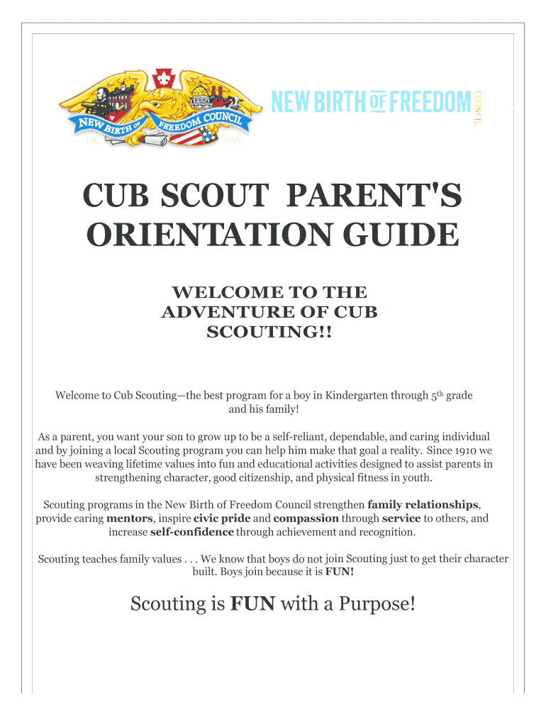 Fillable Online CUB SCOUT PARENT'S Fax Email Print - pdfFiller