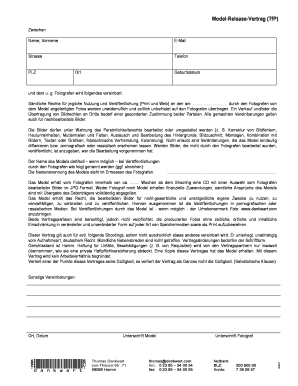 Fillable Online Model-Release-Vertrag (TfP) Fax Email Print - pdfFiller