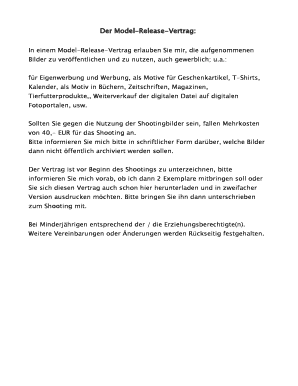 Fillable Online Der Model-Release-Vertrag: Fax Email Print - pdfFiller