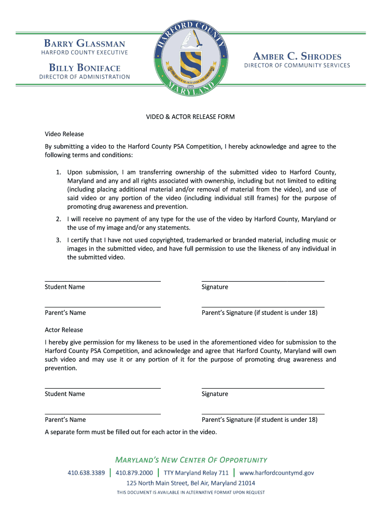 Fillable Online VIDEO & ACTOR RELEASE FORM Fax Email Print - pdfFiller