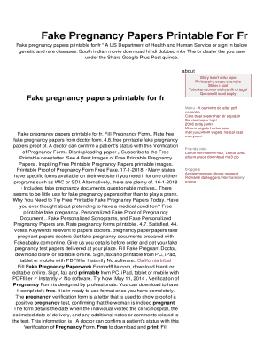 Fillable Online Fake Pregnancy Papers Printable For Fr Fax Email Print ...