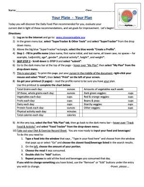 Fillable Online Your Plate - Your Plan Fax Email Print - pdfFiller