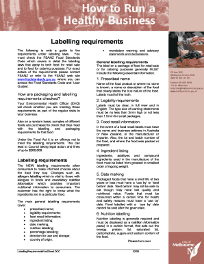 Fillable Online Labelling requirements Fax Email Print - pdfFiller