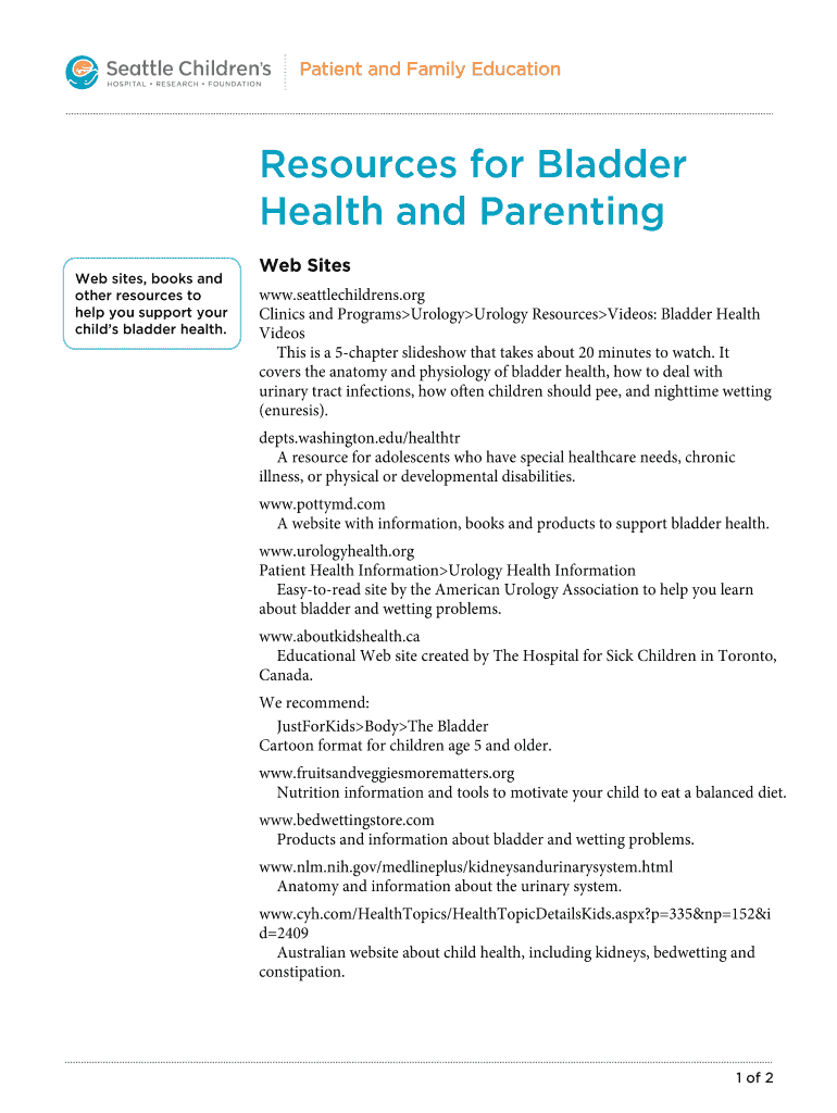 Fillable Online Resources for Bladder Fax Email Print - pdfFiller