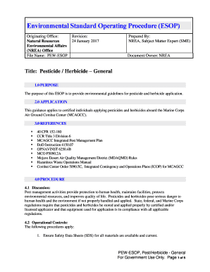 Fillable Online Environmental Standard Operating Procedure (ESOP) Fax ...