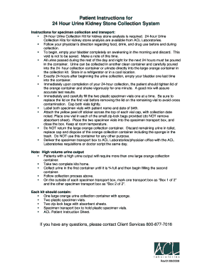 Fillable Online 24 Hour Urine Kidney Stone Collection System Fax Email ...