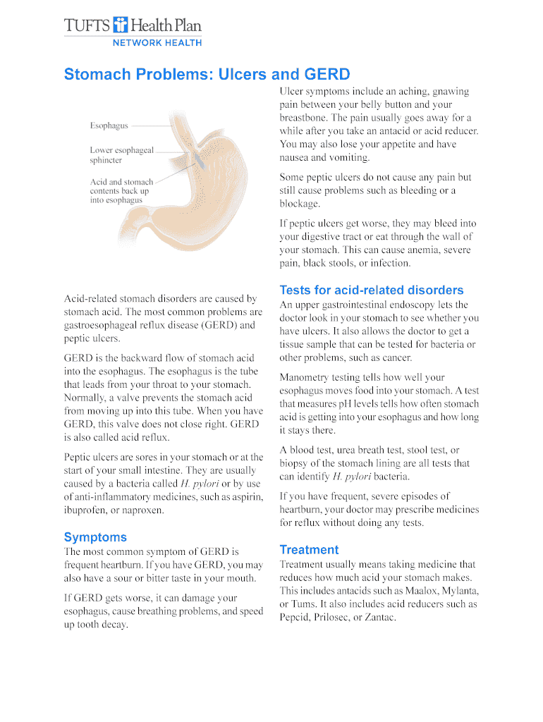 Fillable Online Stomach Problems: Ulcers and GERD Fax Email Print ...