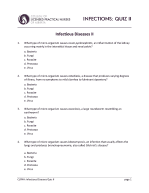 Fillable Online INFECTIONS: QUIZ II Fax Email Print - pdfFiller