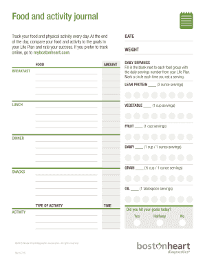 Fillable Online Food and activity journal Fax Email Print - pdfFiller