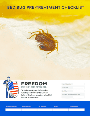 Fillable Online BED BUG PRE-TREATMENT CHECKLIST Fax Email Print - pdfFiller