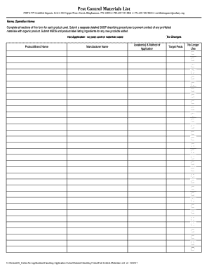 Fillable Online Pest Control Materials List Fax Email Print - pdfFiller