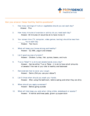 Fillable Online Can you answer these healthy habits questions Fax Email ...