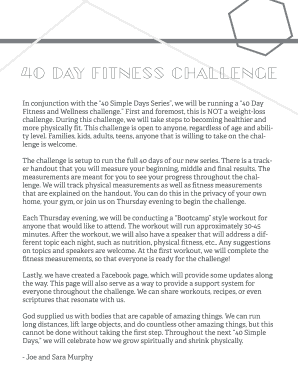 Fillable Online 40 Day Fitness Challenge Fax Email Print - pdfFiller