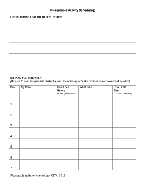 Fillable Online Pleasurable Activity Scheduling Fax Email Print - pdfFiller