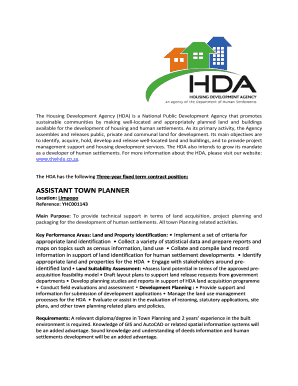 Fillable Online The Housing Development Agency (HDA) is a National ...