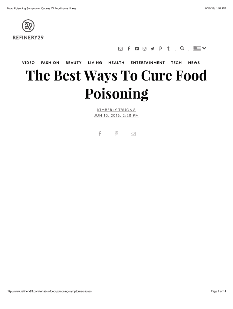 Fillable Online Food Poisoning Symptoms, Causes Of Foodborne Illness ...