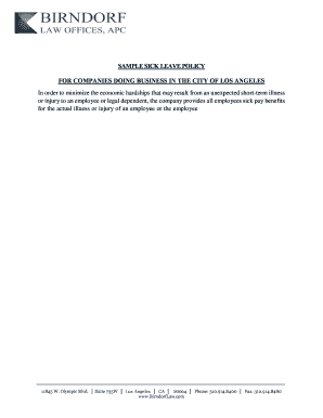 Fillable Online Sample Policy - Sick Leave Fax Email Print - pdfFiller
