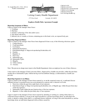 Fillable Online Employee Health Policy Agreement Example Fax Email ...