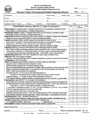Fillable Online Daycare Center Environmental Health Inspection Report ...