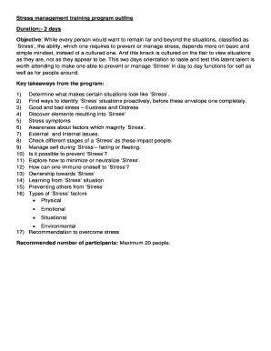 Fillable Online Stress management training program outline Fax Email ...