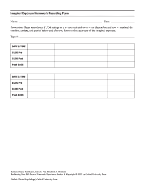 Fillable Online Imaginal Exposure Homework Recording Form Fax Email ...