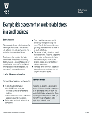 Fillable Online Example risk assessment on work-related stress Fax ...