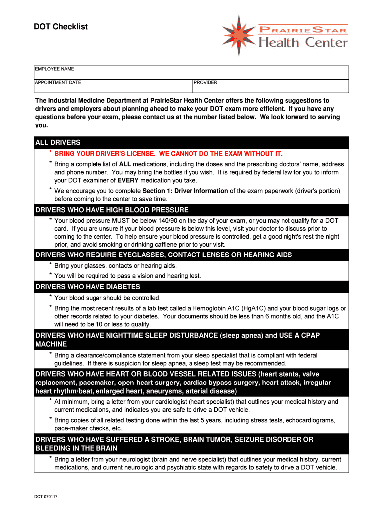 Fillable Online DOT Checklist Fax Email Print - pdfFiller