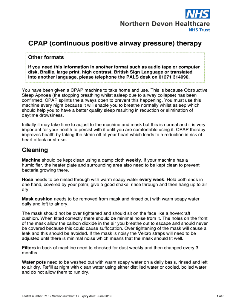 Fillable Online CPAP (continuous positive airway pressure) therapy Fax ...